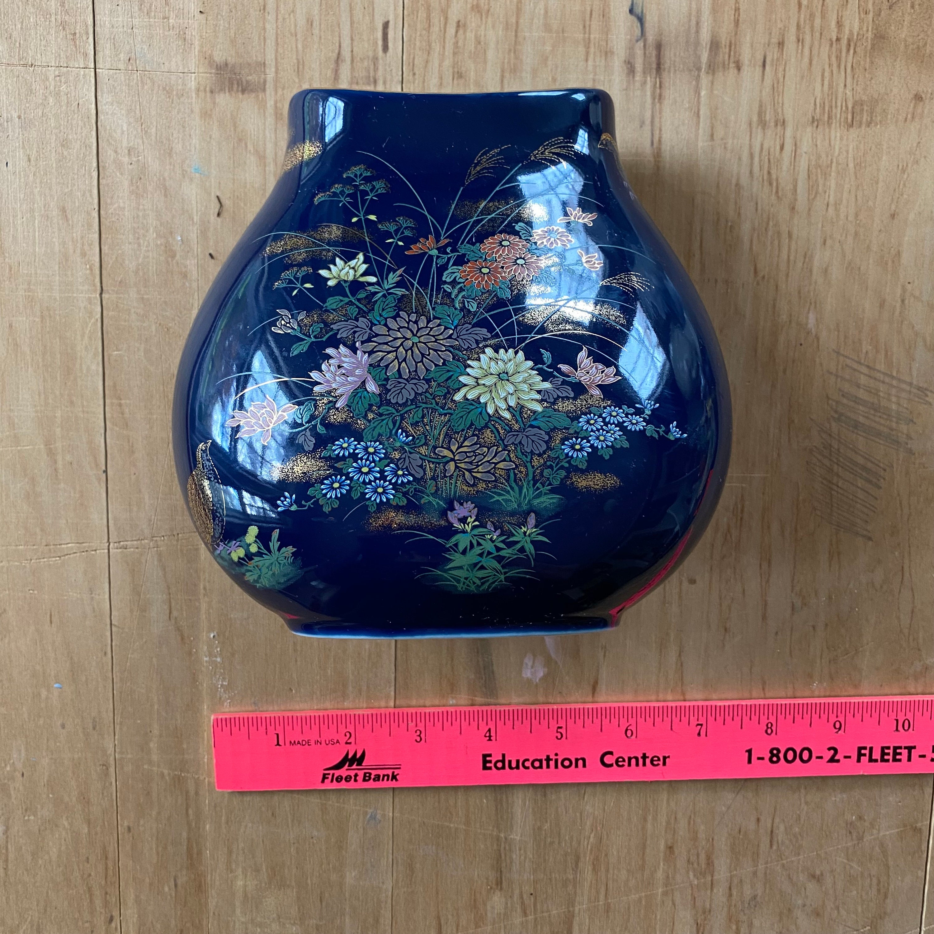 Vintage Flower Toyo Porcelain Lacquerware Blue Japanese Vase - Etsy
