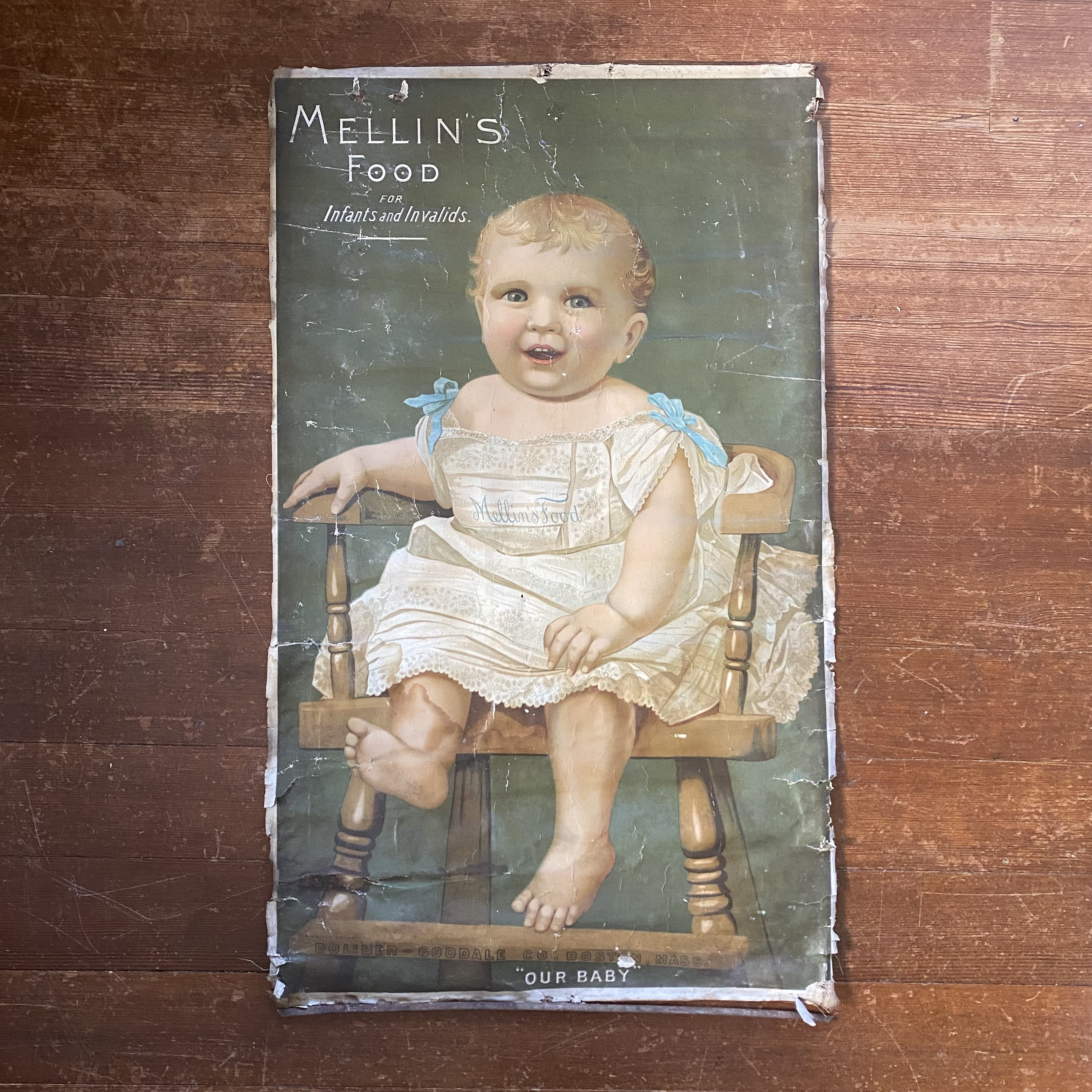 Antique 1800s Poster Sign Original Advertising Doll Baby Mellins Food ...