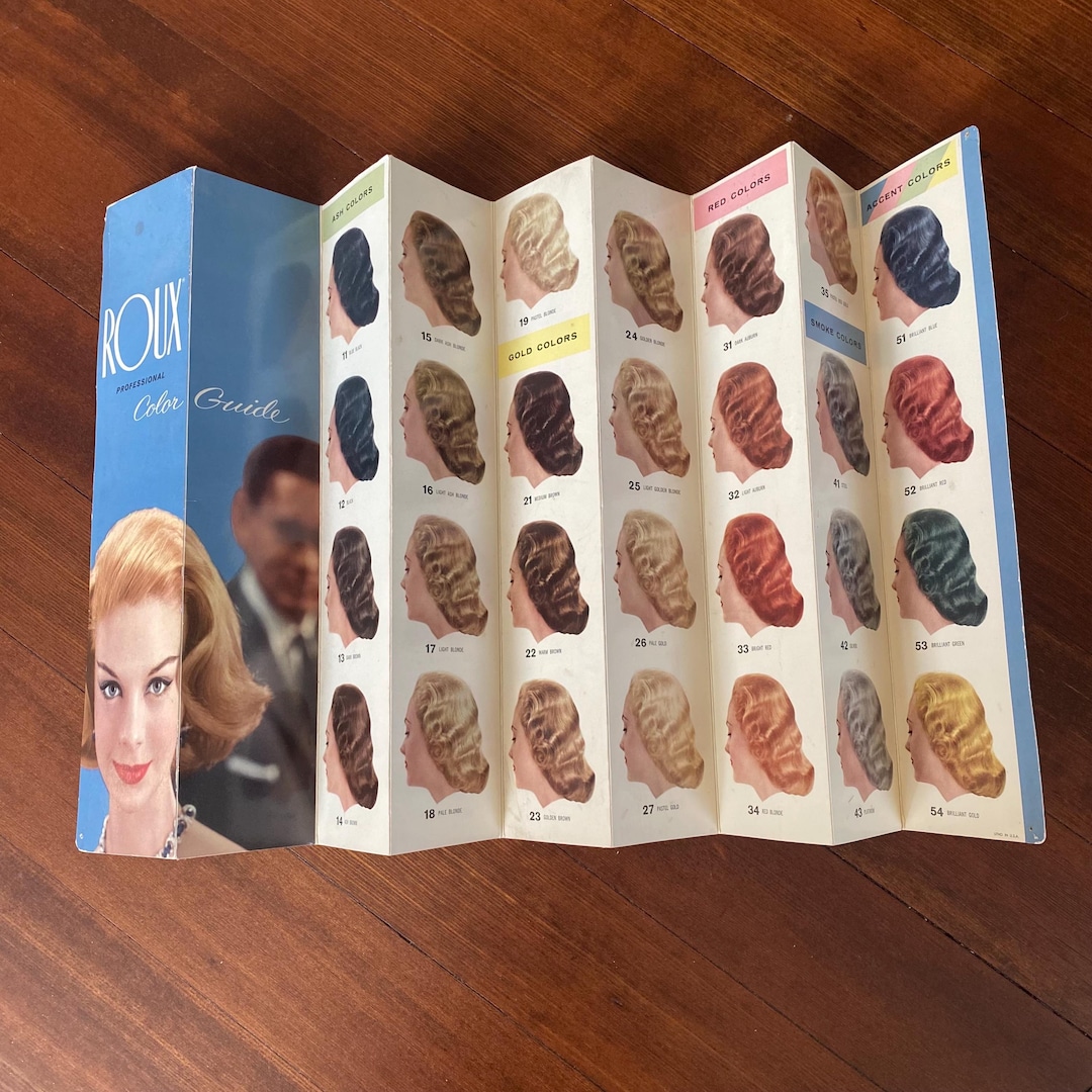 ROUX Hair Color Chart Beauty Salon Large Original Fold Out 1950s Rare ...