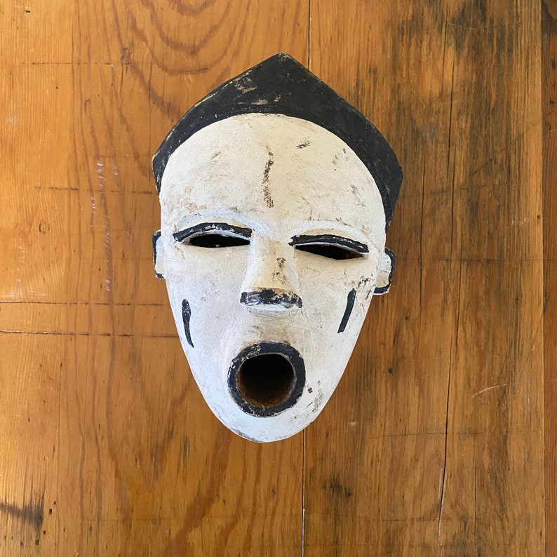 Vintage African Ceremonial Mask Wall Hanging Carved Wood Face 7" - Etsy
