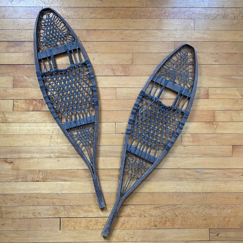Antique Primitive Wooden Snowshoes Cabin Lodge Wall Decor - Etsy