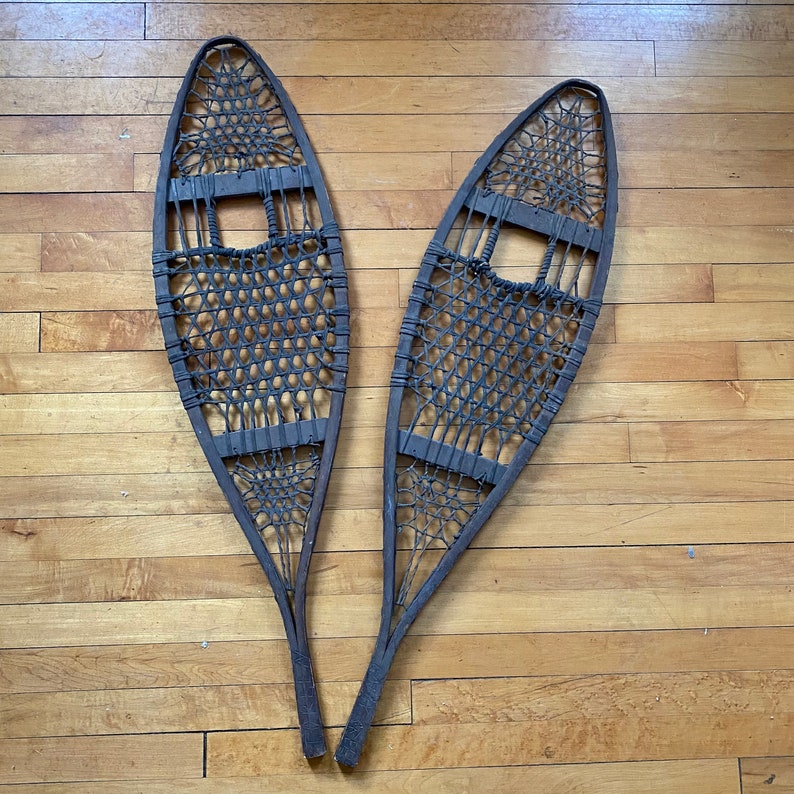 Antique Primitive Wooden Snowshoes Cabin Lodge Wall Decor - Etsy