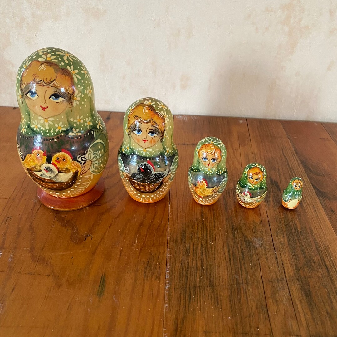 Authentic Vintage Russian Nesting Dolls Hand Painted Original ...