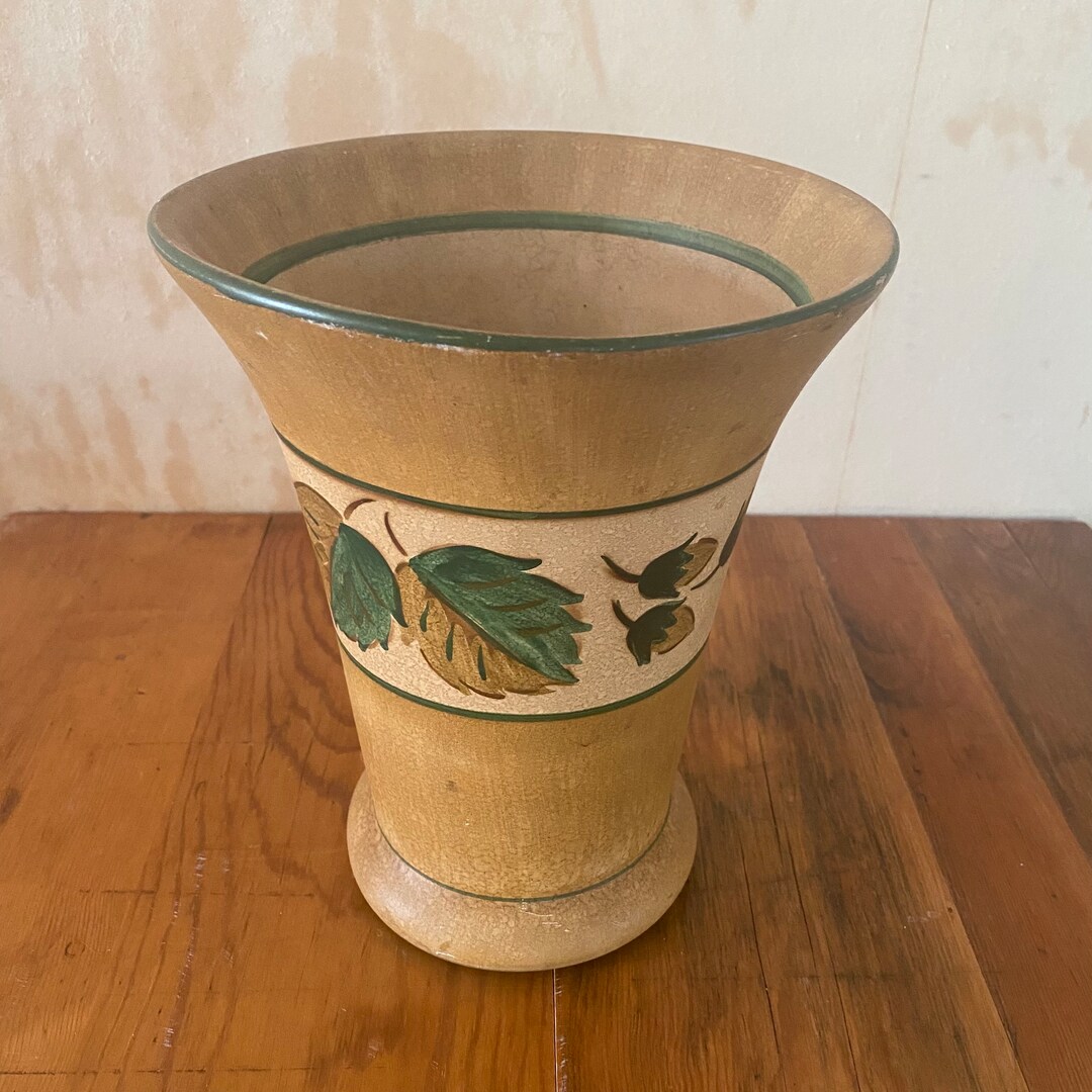 Antique Danish Pottery Vase Hand Painted Flowers Leaves - Etsy