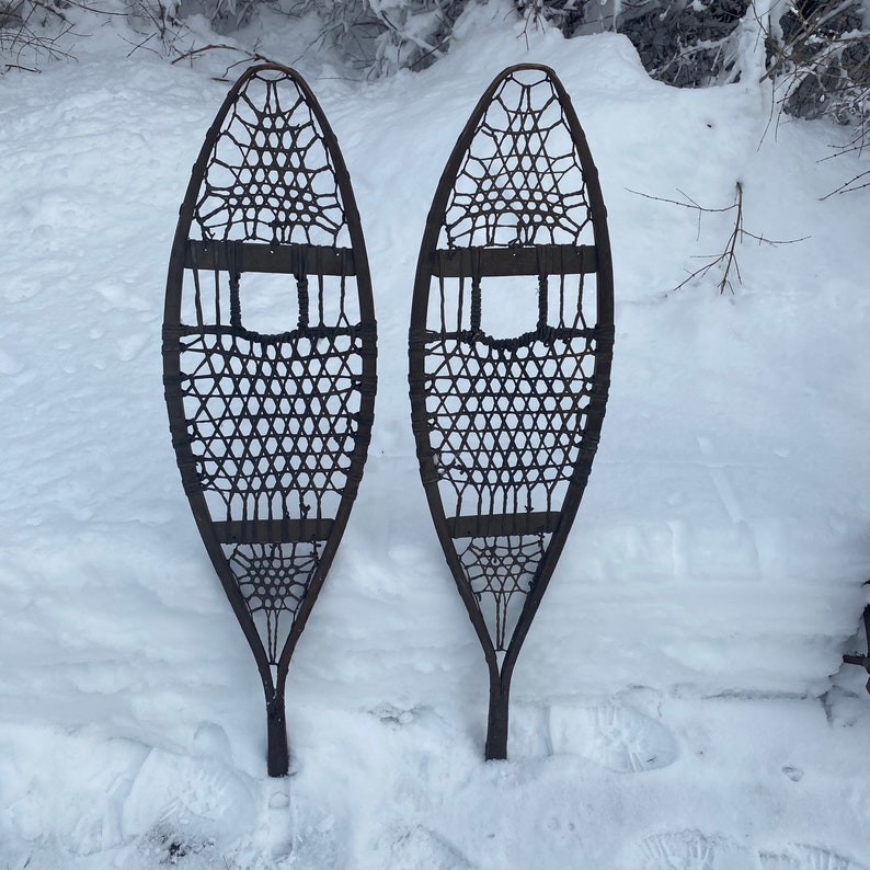 Antique Primitive Wooden Snowshoes Cabin Lodge Wall Decor - Etsy