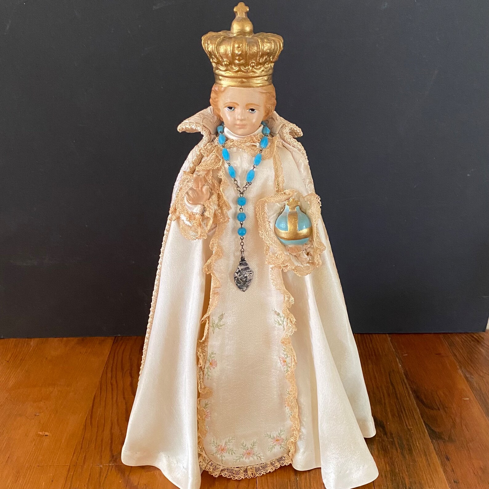 Antique Child of Prague Chaulkware Plaster Statue Figurine Baby Jesus ...