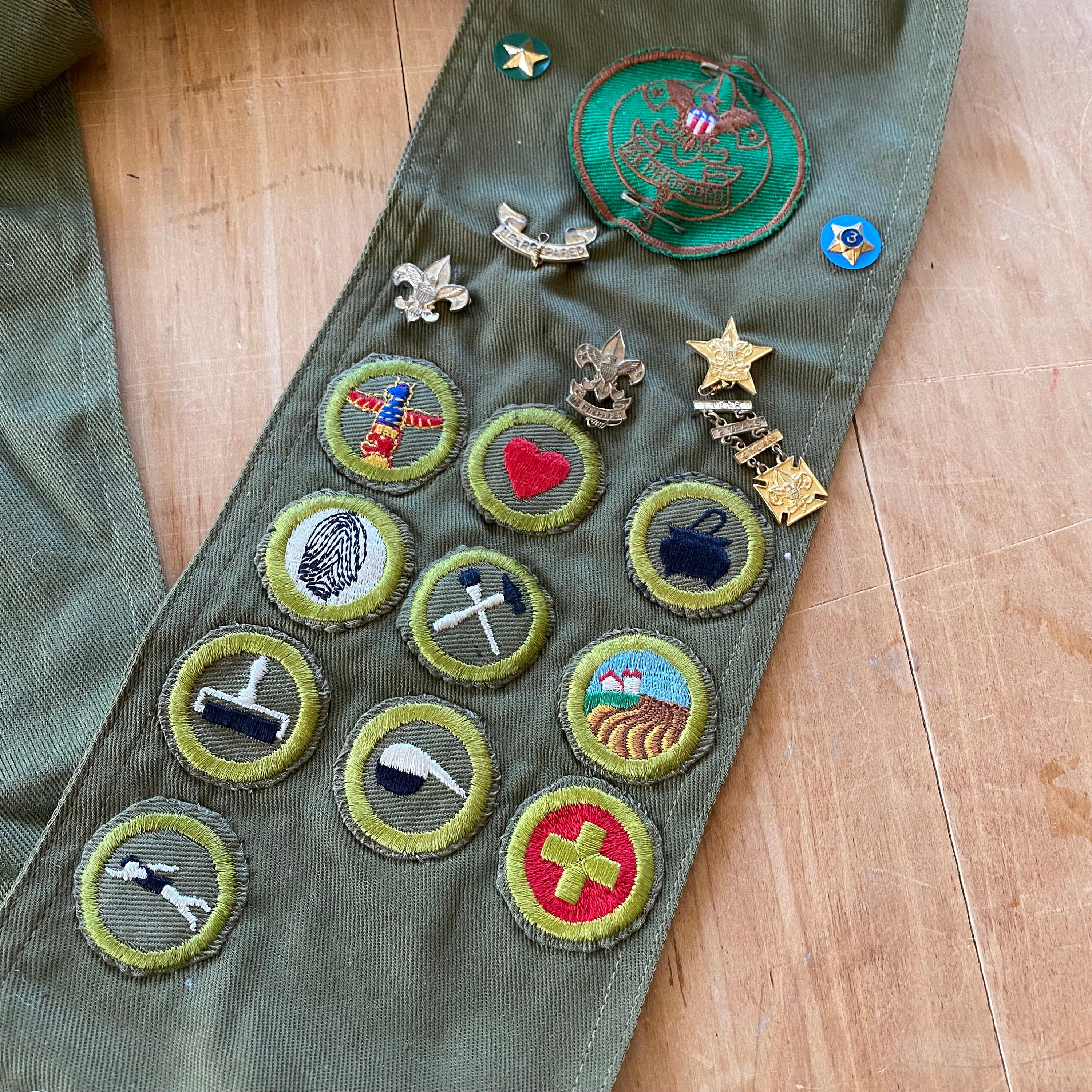 1940s Boy Scouts Sash Patches Pins Merit Badges Vintage Boy Be Prepared ...