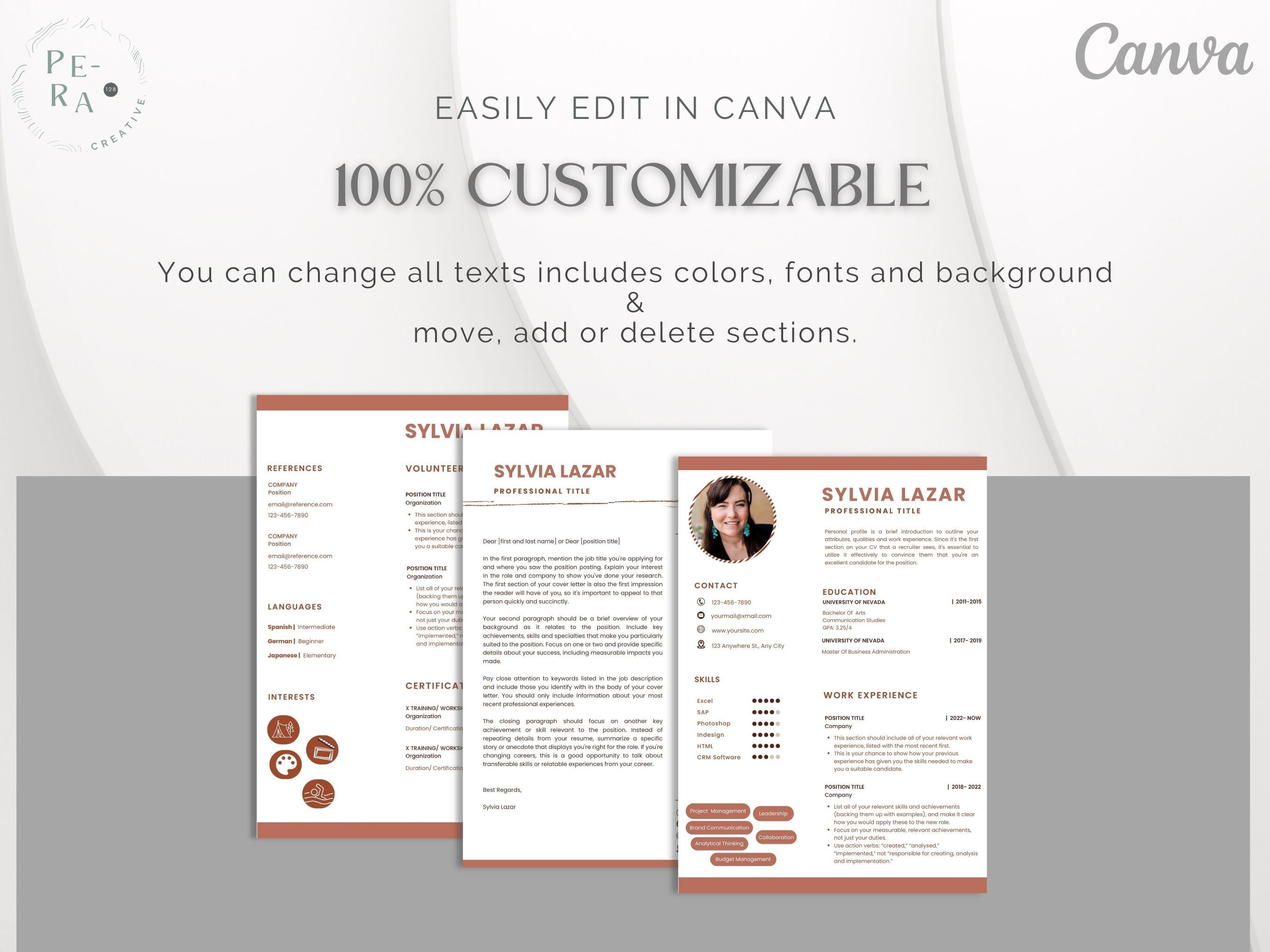 Canva Resume Template 2 Version CV Template Professional - Etsy