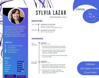 Canva Resume Template 2 Version CV Template, Professional Resume ...
