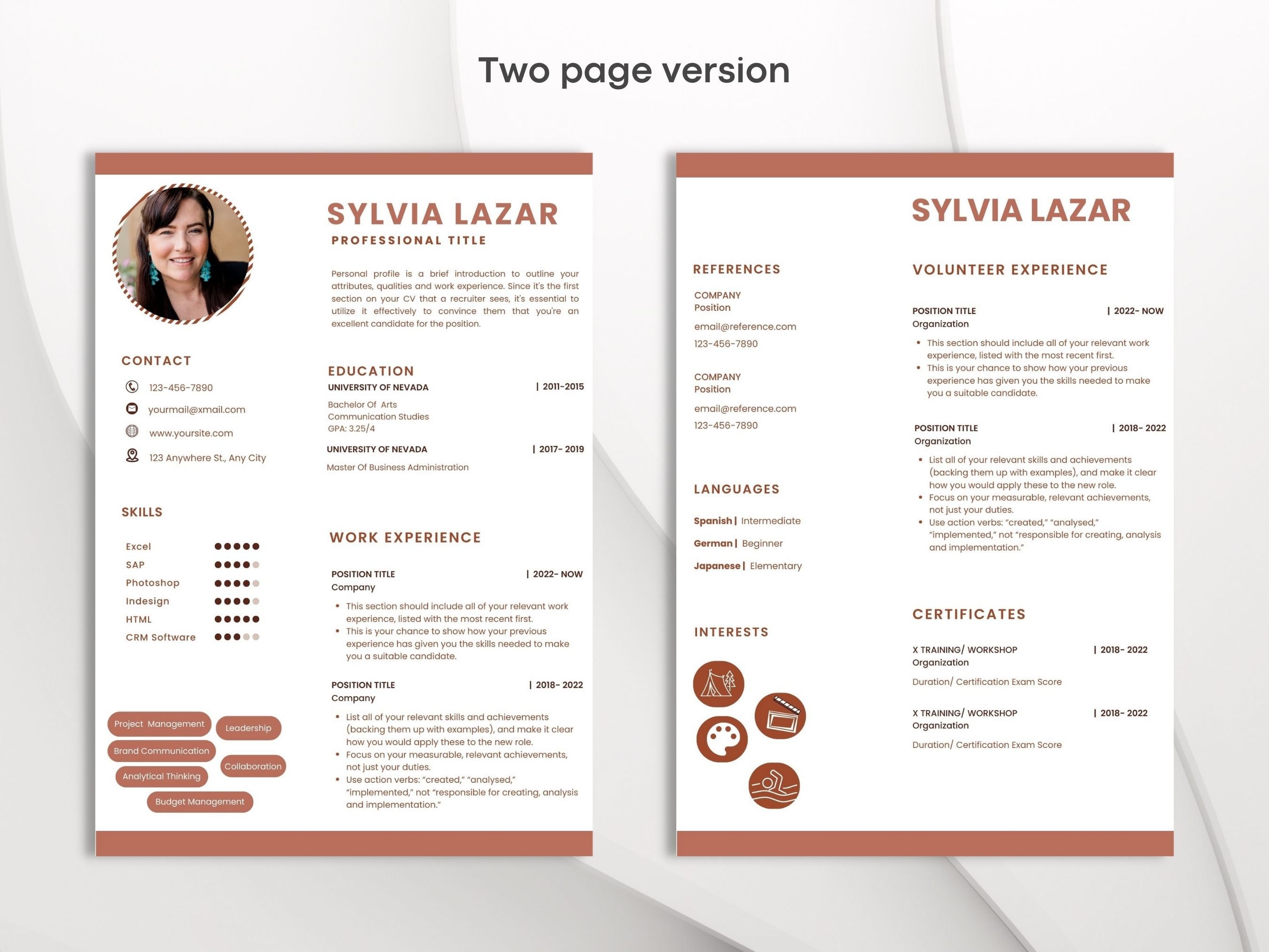 Canva Resume Template 2 Version CV Template Professional - Etsy