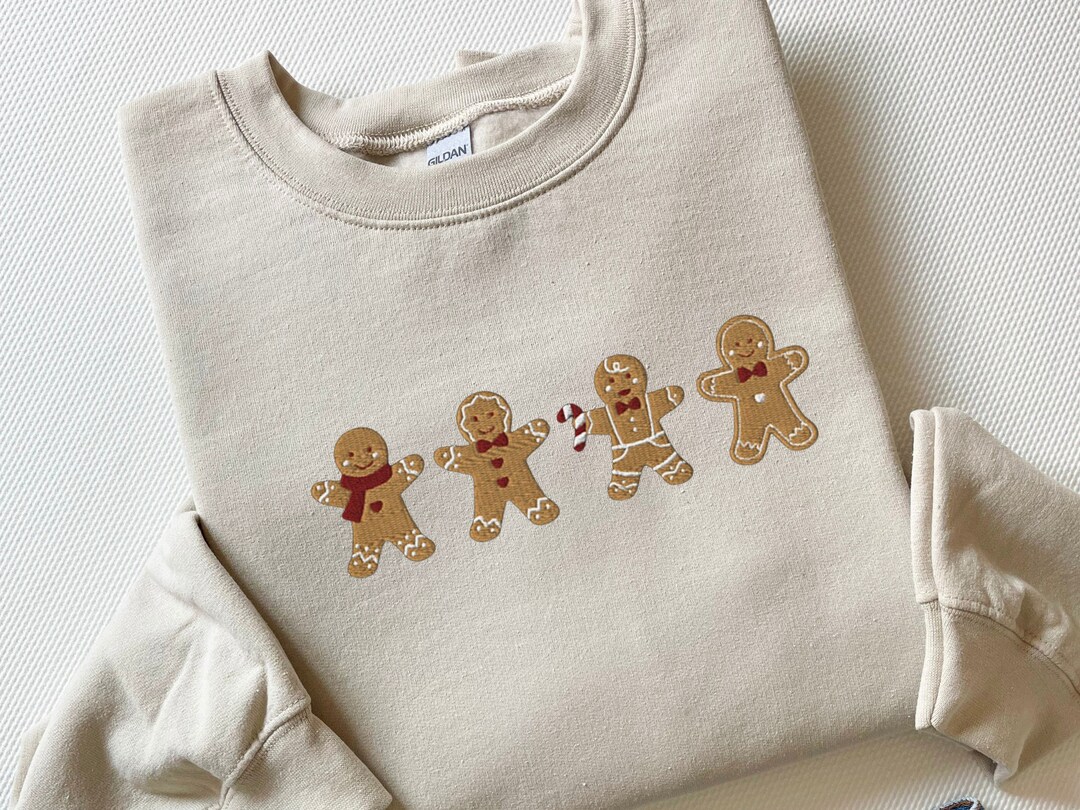 Embroidered Gingerbread Cookies Sweatshirt, Gingerbread Christmas ...