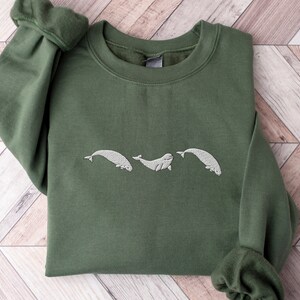 Embroidered Trio of Beluga Whale Sweatshirt, Embroidered Beluga Whale ...