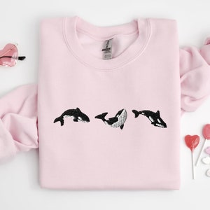 Embroidered Trio of Orcas Sweatshirt, Embroidered Orcas Sweatshirt ...