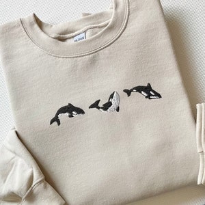 Embroidered Trio of Orcas Sweatshirt, Embroidered Orcas Sweatshirt ...