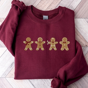 Embroidered Gingerbread Cookies Christmas Sweatshirt, Funny Xmas Gift ...