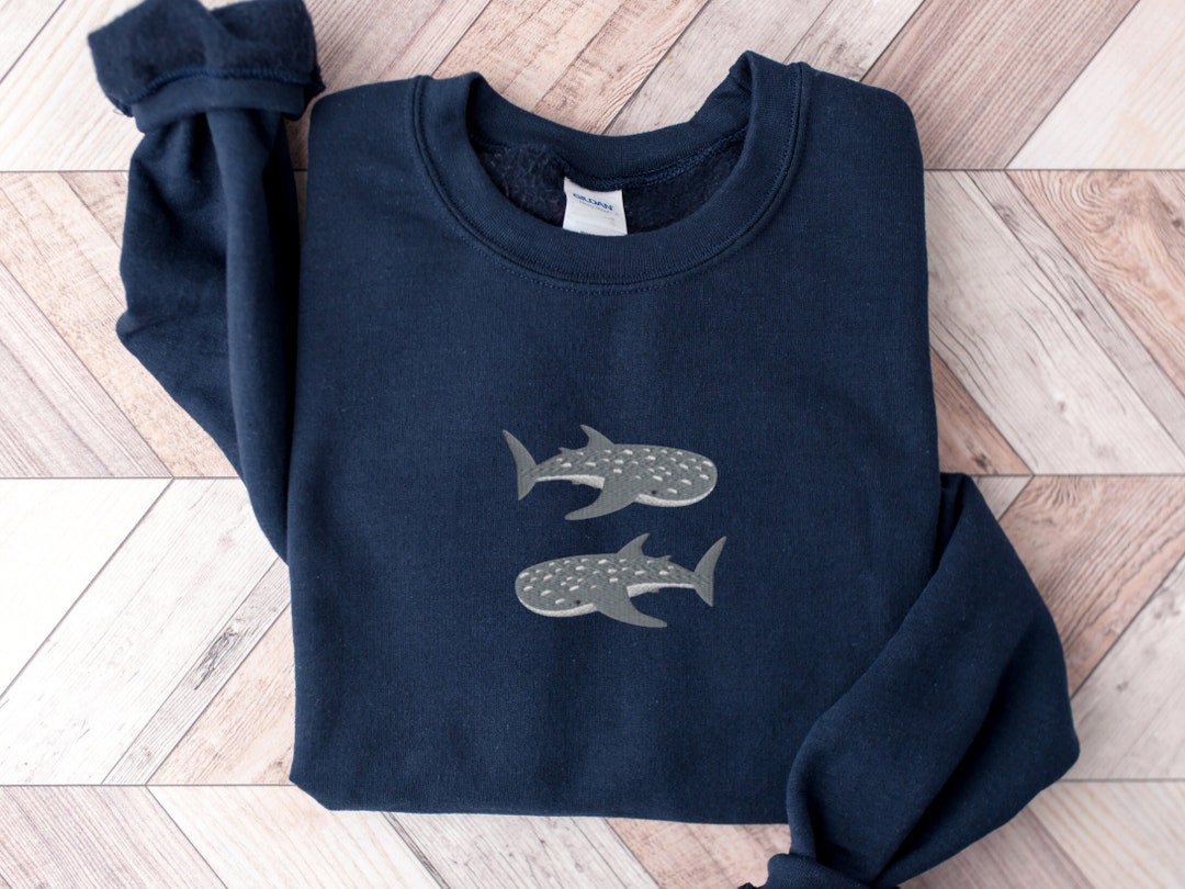 Embroidered Whale Shark Sweatshirt, Cozy Marine Ocean Shirt - Etsy