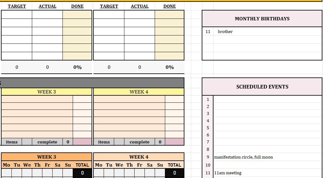 Annual Life Tracker Spreadsheet Excel Google Sheets Dashboard Personal ...