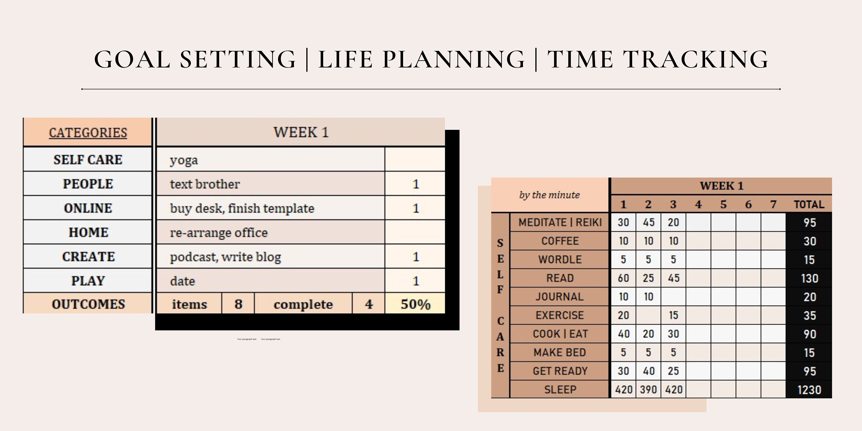 Annual Life Tracker Spreadsheet Excel Google Sheets Dashboard Personal ...