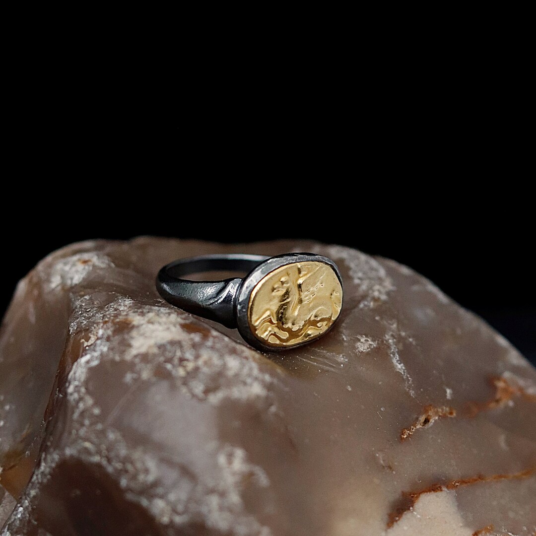 Pegasus Ring Gold Plated Mythology Chunky Ring 925 Sterling - Etsy