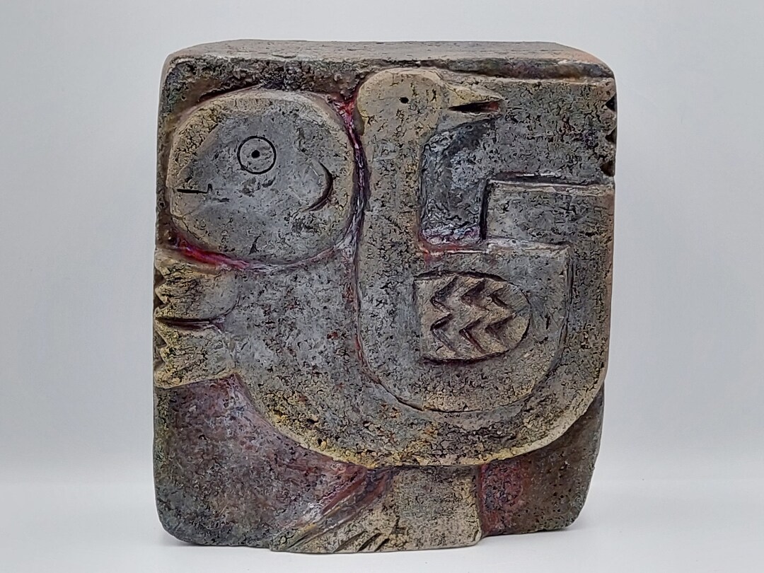 Gooseman - Raku Ceramic Matte Glazed Relief About a Man and a Goose - Etsy