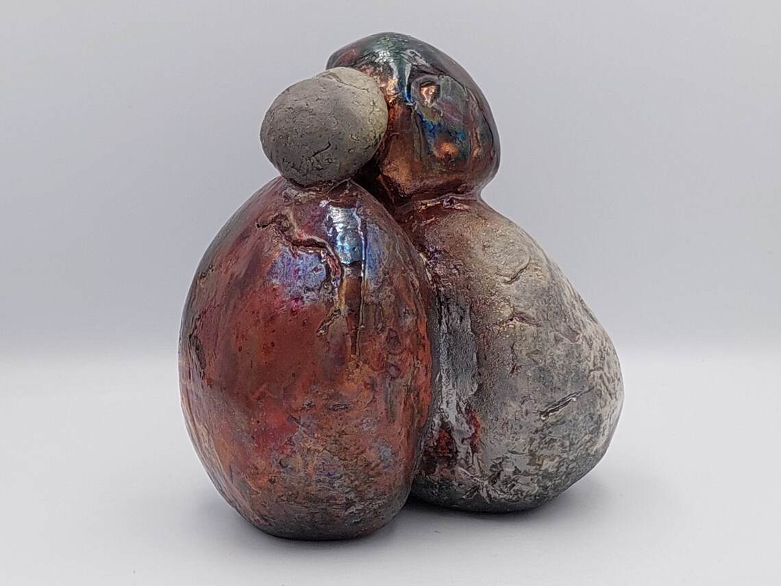 Raku Ceramic Pebbles Figure With Smiling Face Stylized Human Figure - Etsy