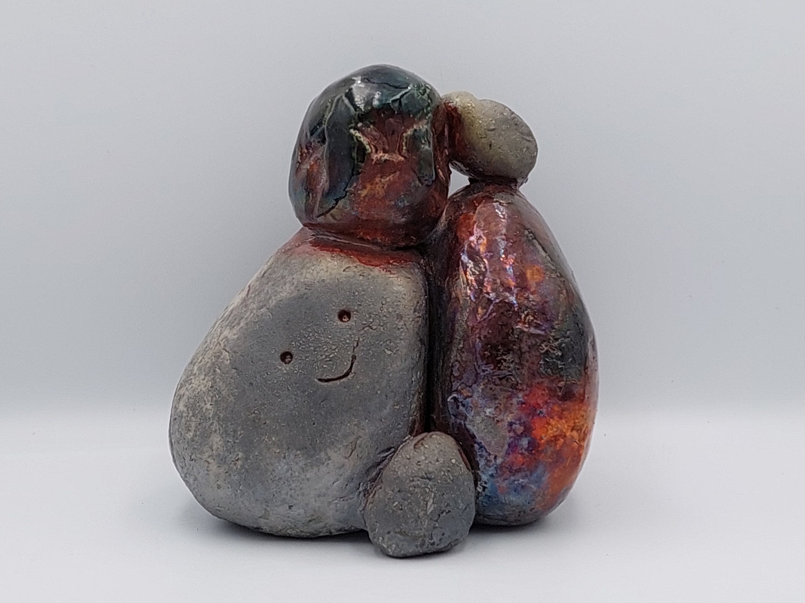 Raku Ceramic Pebbles Figure With Smiling Face Stylized Human Figure - Etsy