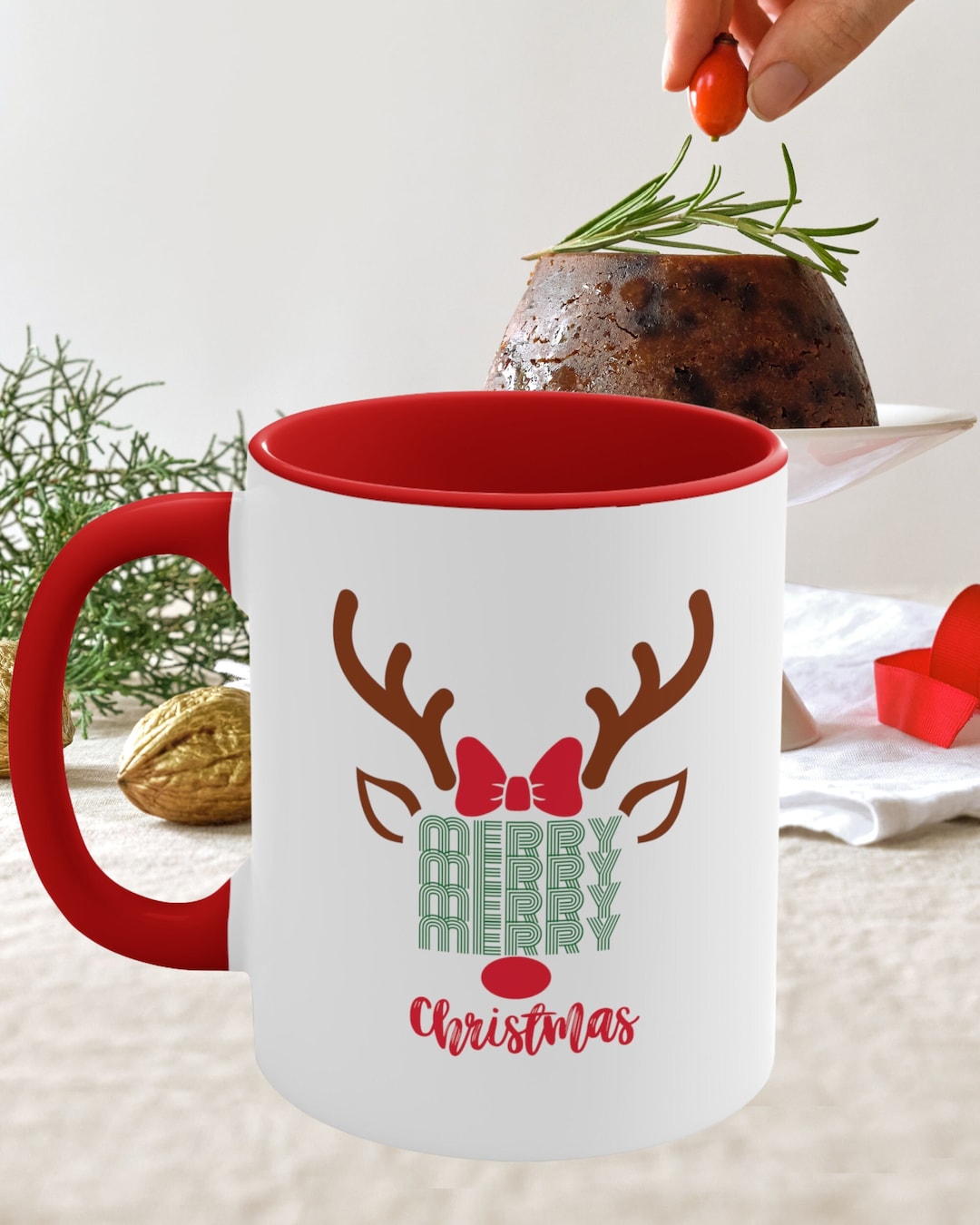 Reindeer Faces, Cute Reindeer Face Mug, Secret Santa Gift, Merry ...