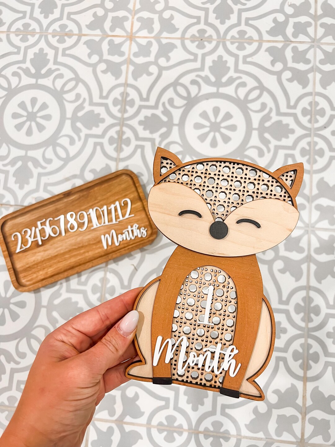 Rattan Fox Milestone, Fox Milestone, Milestone Sign for Babies, Baby ...