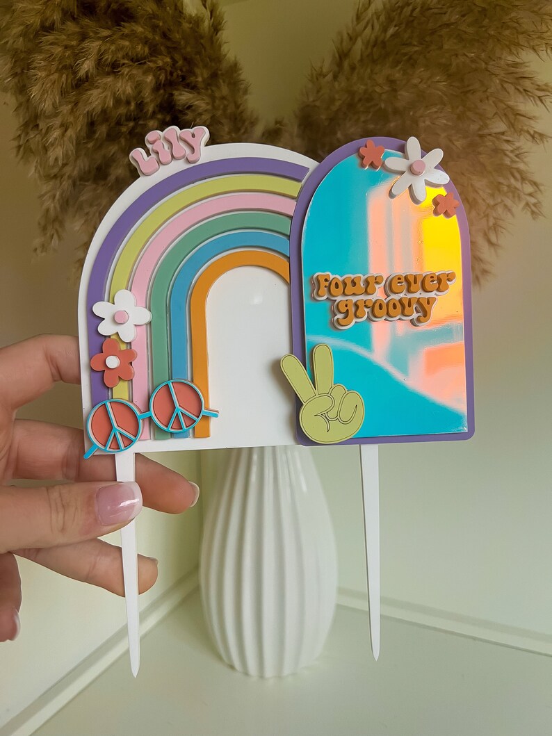 Groovy Cake Topper Acrylic Cake Topper Iridescent Topper - Etsy
