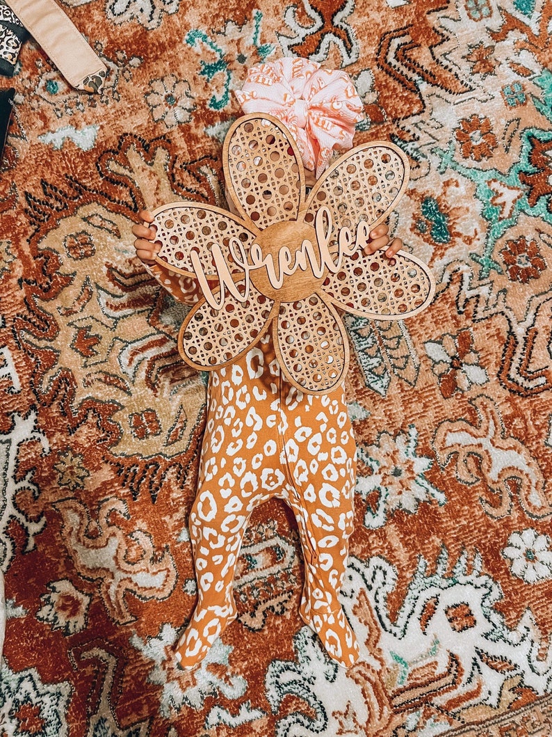 11 Rattan Daisy Boho Daisy Nursery Sign Farmhouse Style - Etsy