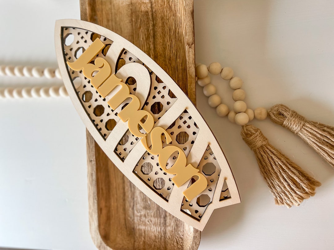 Rattan Surfboard, Surf Board Decor, Surf Party Prop, Wooden Surf Board ...