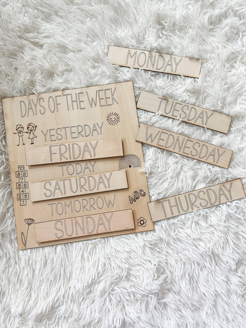 Days of the Week Board Learning Board Montessori Learning - Etsy