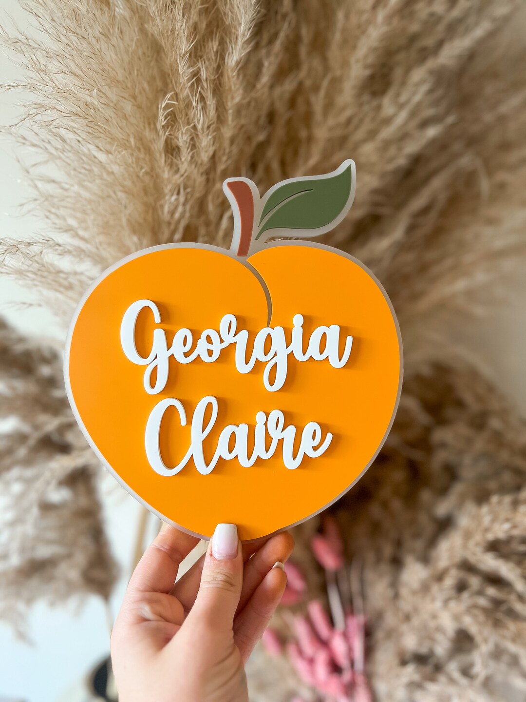 Peach Name Sign, Birth Announcement, Name Announcement Sign, Sign for ...