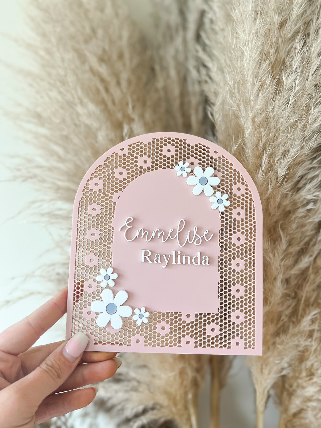 Floral Arch Sign, Shelf Sitter, Name Sign, Custom Wording, Personalized ...