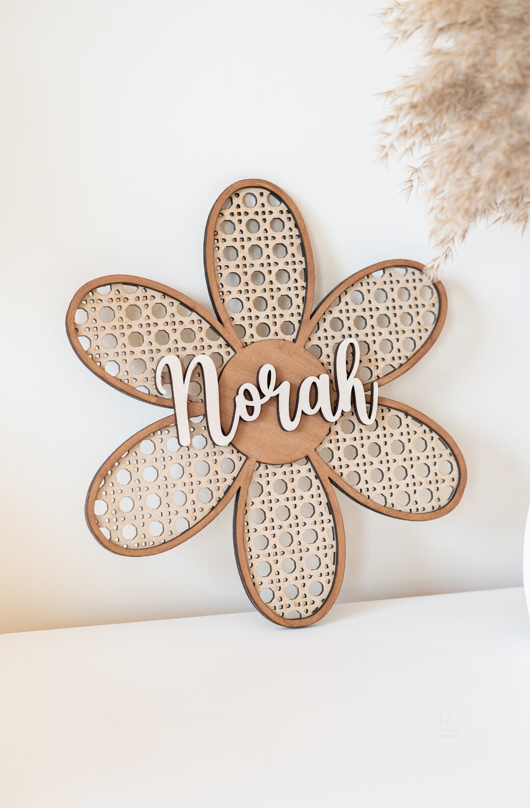 11” Rattan Daisy, Boho Daisy, Nursery Sign, Farmhouse Style ...