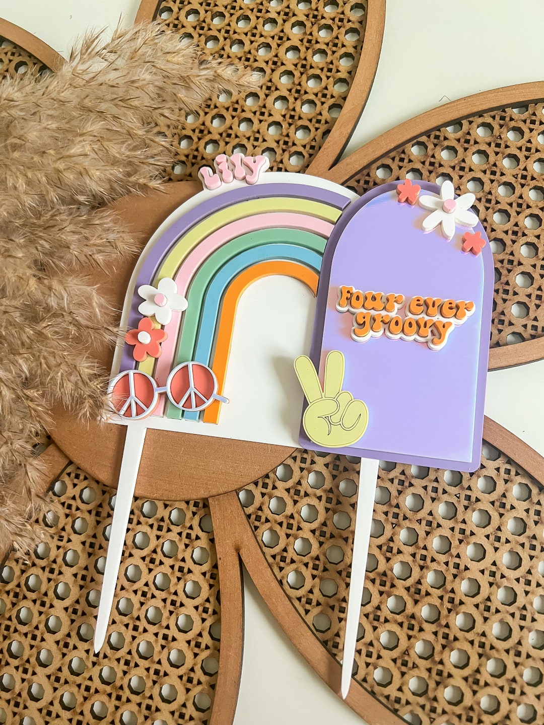 Groovy Cake Topper, Acrylic Cake Topper, Iridescent Topper, 70s ...