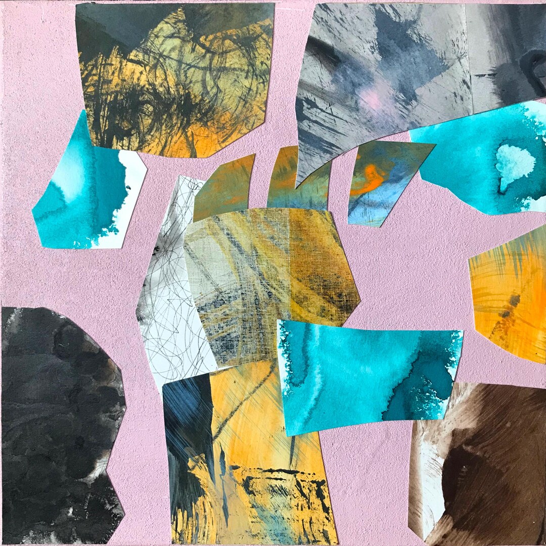 Original Collage, Painting Mixed Media Works on Canvas, Abstract ...