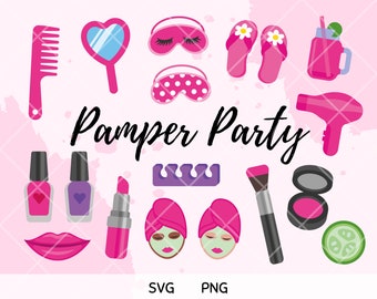 Spa Day PNG SVG Clipart Layered Cute Pamper Makeover Pink Girl Beauty ...