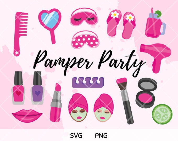 Pamper Party PNG SVG Makeup Spa Clipart Layered Cute Pink Girl Beauty ...