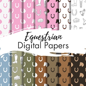 Equestrian Digital Papers Clipart Illustration Horse Pony Pattern ...