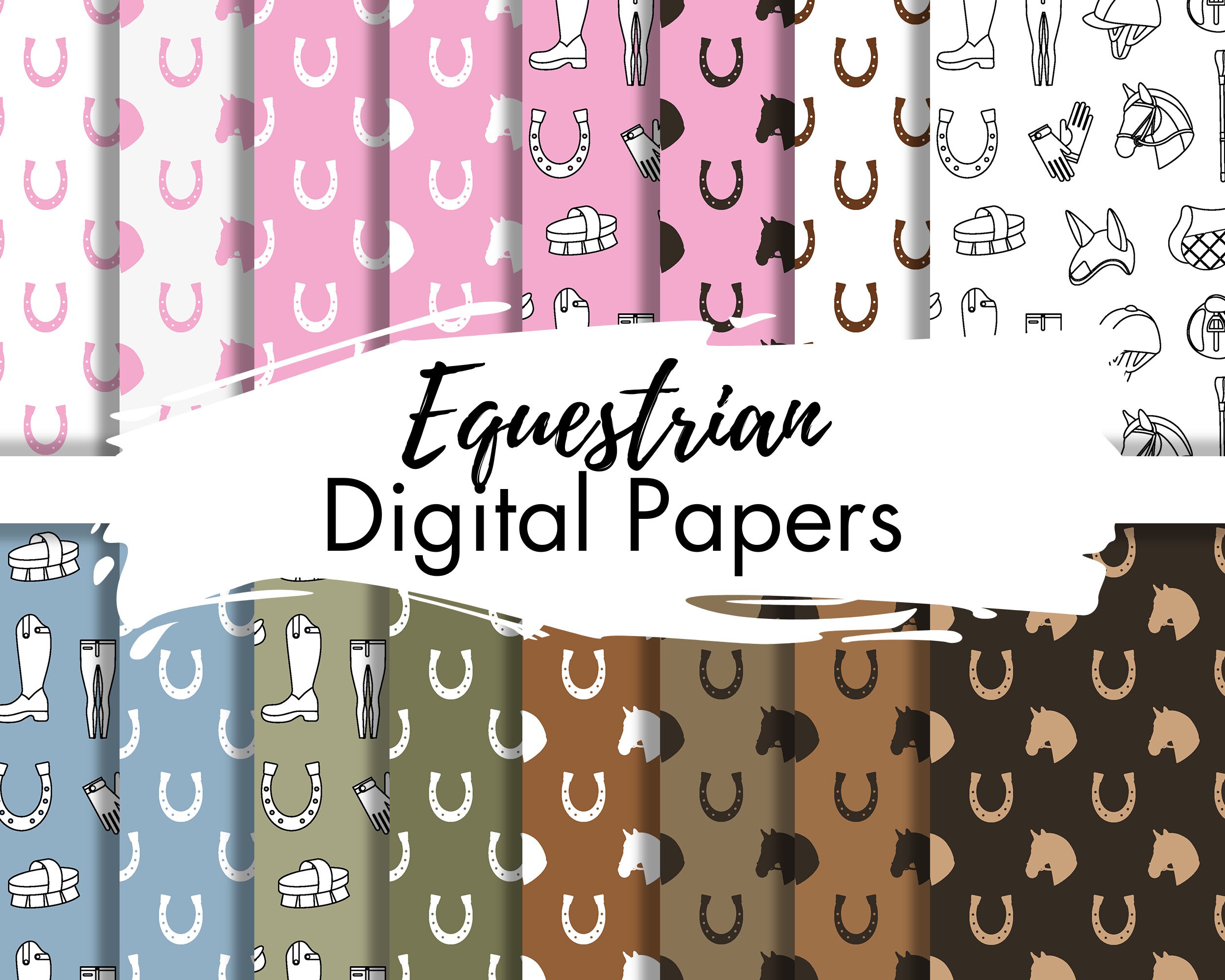 Equestrian Digital Papers Clipart Illustration Horse Pony - Etsy