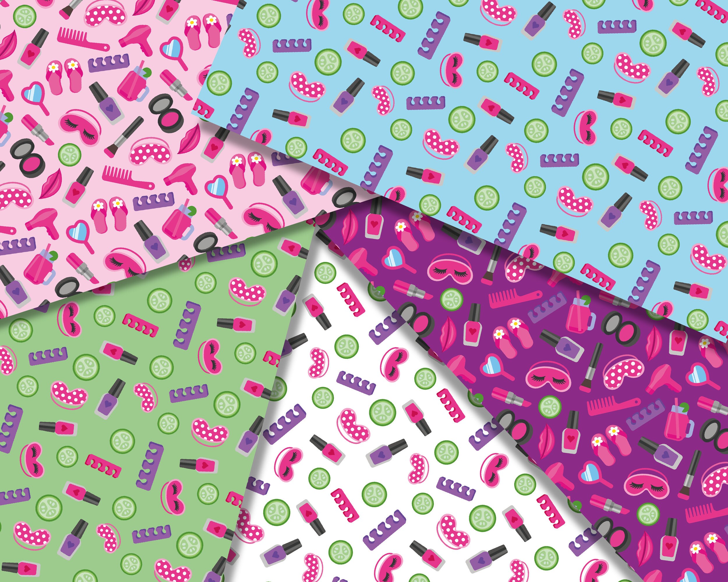 Pamper Party Digital Paper Set Spa Day Scrapbook Clipart Background ...