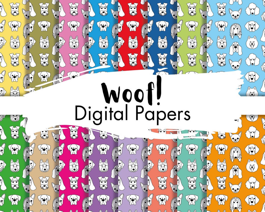 Dog Digital Papers Puppy Pattern Faces Puppy Scrapbook Illustration ...