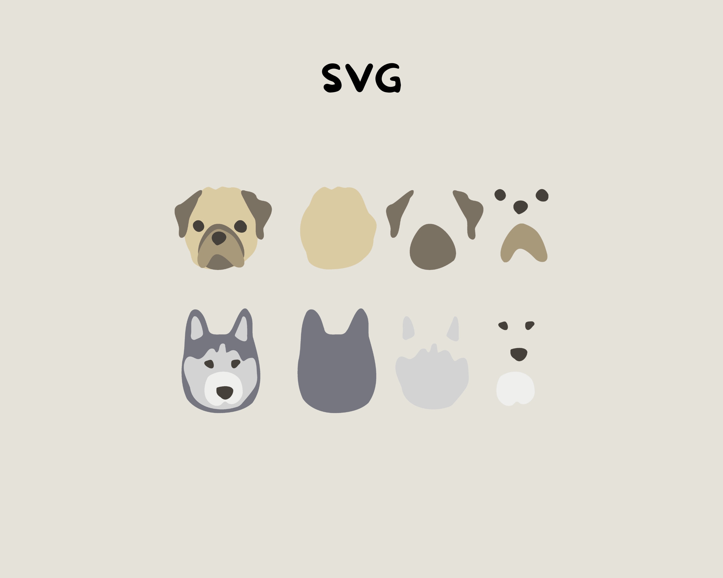 Dogs SVG PNG Clipart Illustration Graphics Cut File Party Faces Heads ...