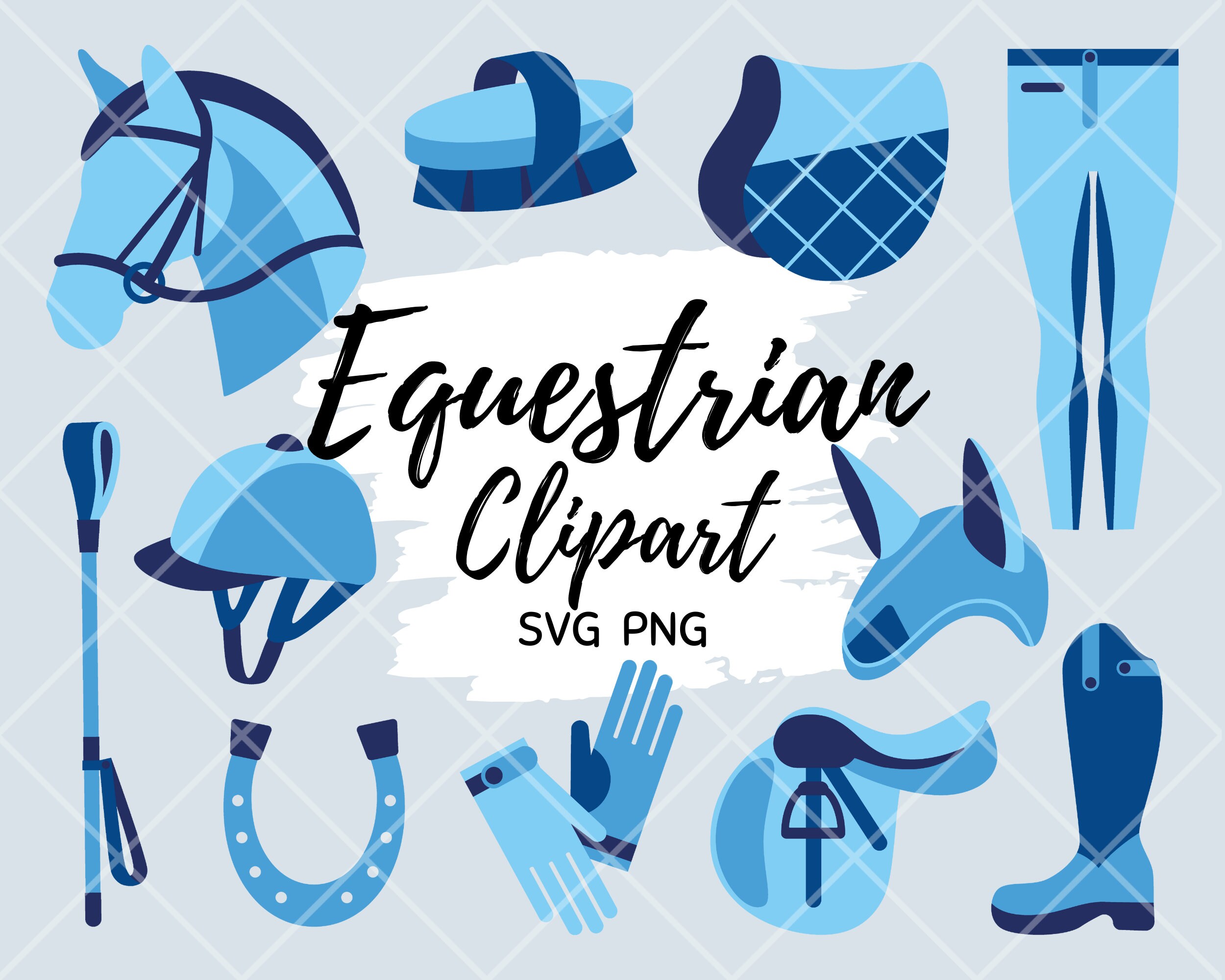 Equestrian PNG SVG Clipart Blue Horse Riding Equipment Saddle Bridle ...