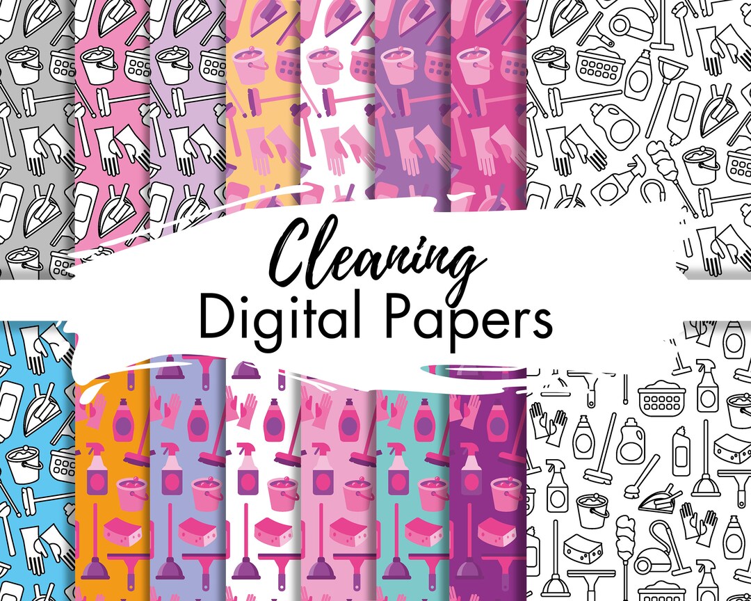 Cleaning Digital Papers Set Cleaning Housework Laundry Scrapbook ...