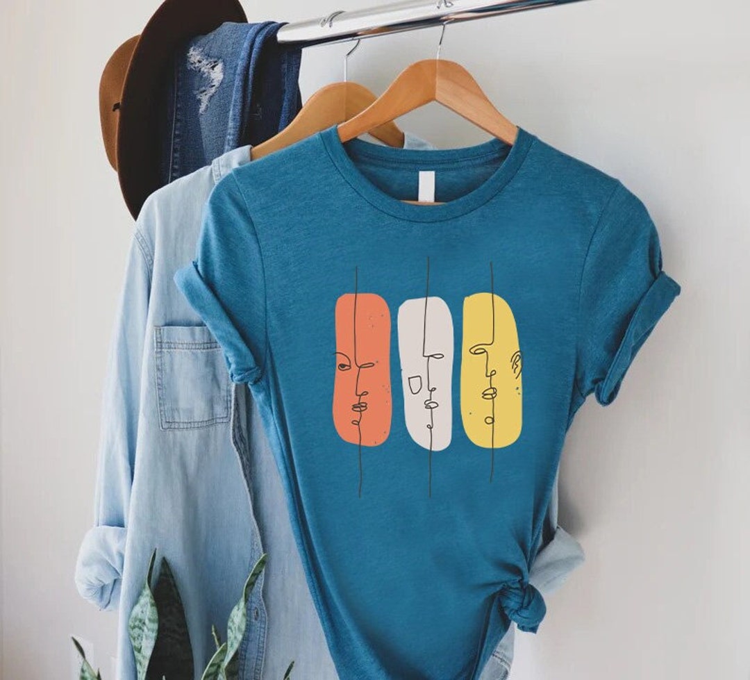 Faces Tshirt, Art Drawing Shirt, Face Line Art, Line Art T Shirt ...