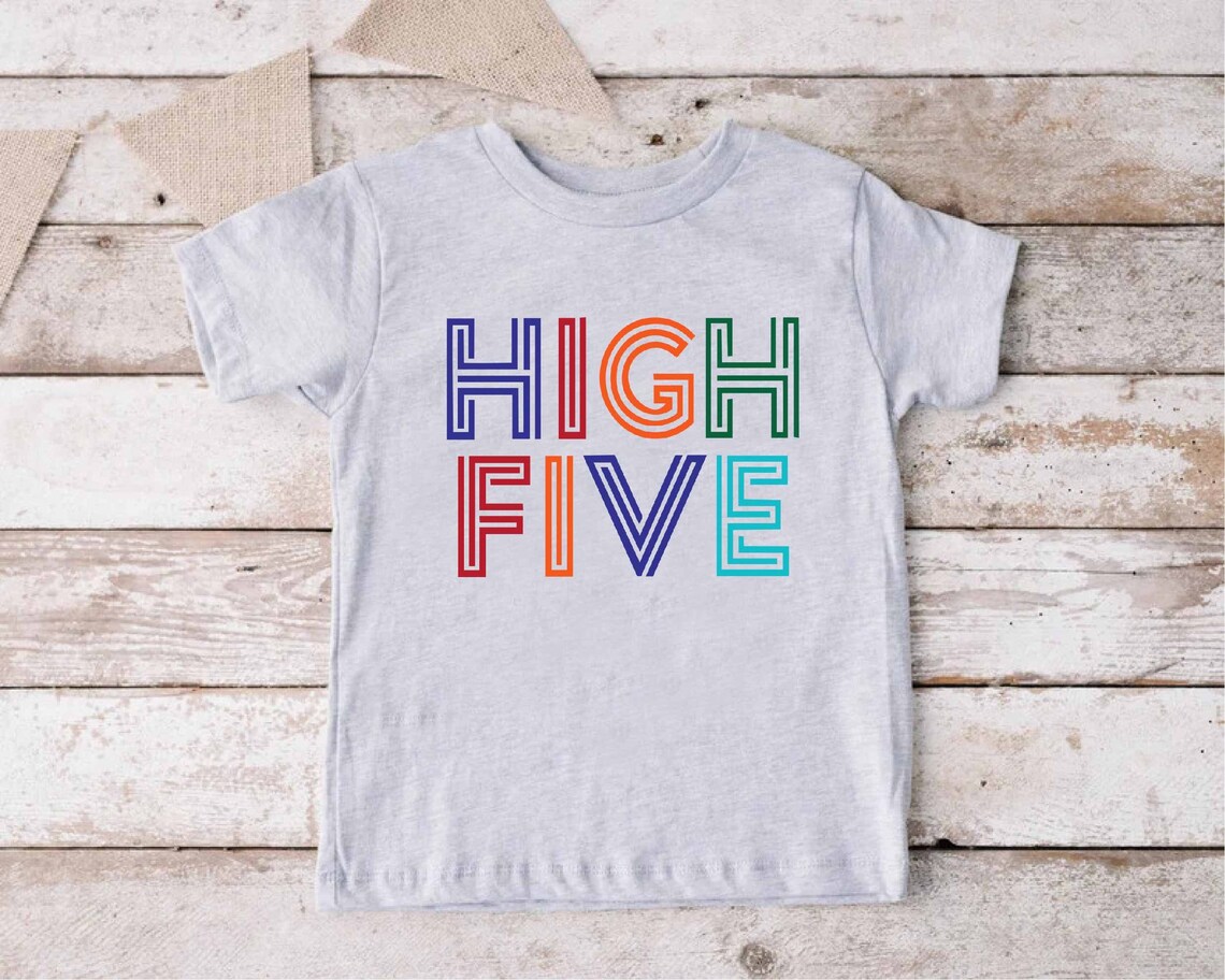 High Five Shirt,fifth Birthday Shirt, Kids Birthday Shirt,5th Birthday ...