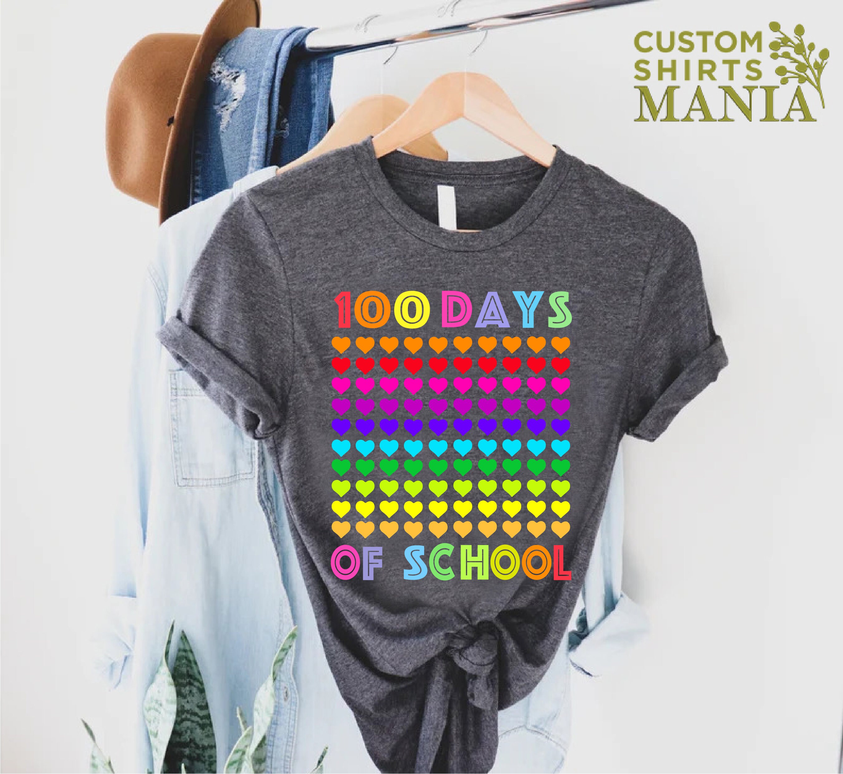 100 Days of School Shirt,100 Days of Hearts Shirt,hearts 100th Day ...