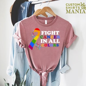 Cancer Awareness Tee,cancer Ribbon Shirt, Cancer Support Shirt, Fight ...